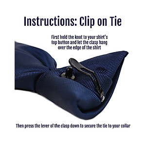boxed-gifts Clip on Ties for Men - Premium Navy Solid Color Clip on Tie