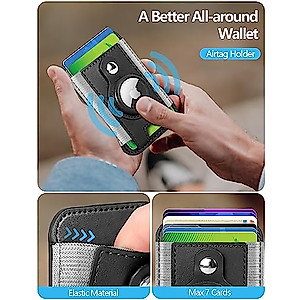 MagSafe Wallet with AirTag Holder, Magnetic Wallet Card Holder for Magsafe, Magnetic Wallet for iPhone 14 Pro Max/14 Pro/14/14 Plus/13 Pro Max/13 Pro/13/13 Mini/ 12 Series（Black）