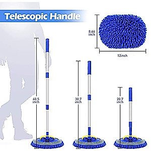 Conliwell 41" Microfiber Car Wash Brush with Long Handle Car Washing Mop Kit Mitt Sponge Car Cleaning Supplies Kit Duster RV Washing Car Brush Accessories, 1 Chenille Scratch-Free Replacement Head…