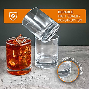 Stock Your Home Set of 12 Rocks Glasses - 11 oz Clear Old Fashioned Lowball Glasses - Perfect for Bourbon - Elegant 11 Ounce Rocks Glass Set with Heavy Base - Clear Whiskey Glasses Bulk Set of 12