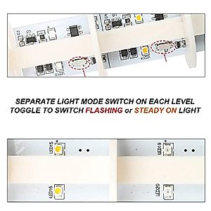 LUBAN Led Signal Tower Stack Lights, Industrial Signal Warning Lights, Column Tower Lamp Andon Lights with Rotatable Base, Steady/Flashing Light Switchable,12V 24V DC(3-Layer, no Buzzer)