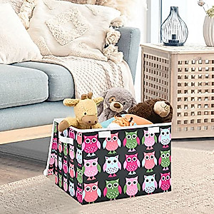 innewgogo Cute Owl Storage Bins with Lids for Organizing Dust-proof Storage Bins with Handles Oxford Cloth Storage Cube Box for Pets Toys