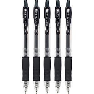 PILOT G2 Premium Refillable and Retractable Rolling Ball Gel Pens, Extra Fine Point, Black Ink, 5-Pack (31173)