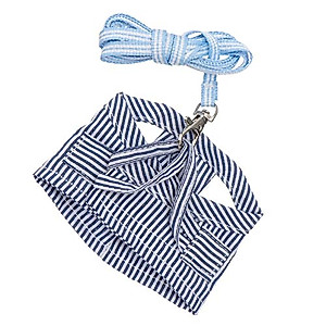 Small Animal Harness and Leash Guinea Pig Rabbit No Pull Comfort Padded Cotton Stripe Vest Suit for Chinchilla Puppy Kitten and Other Small Pets - Size S (Blue)