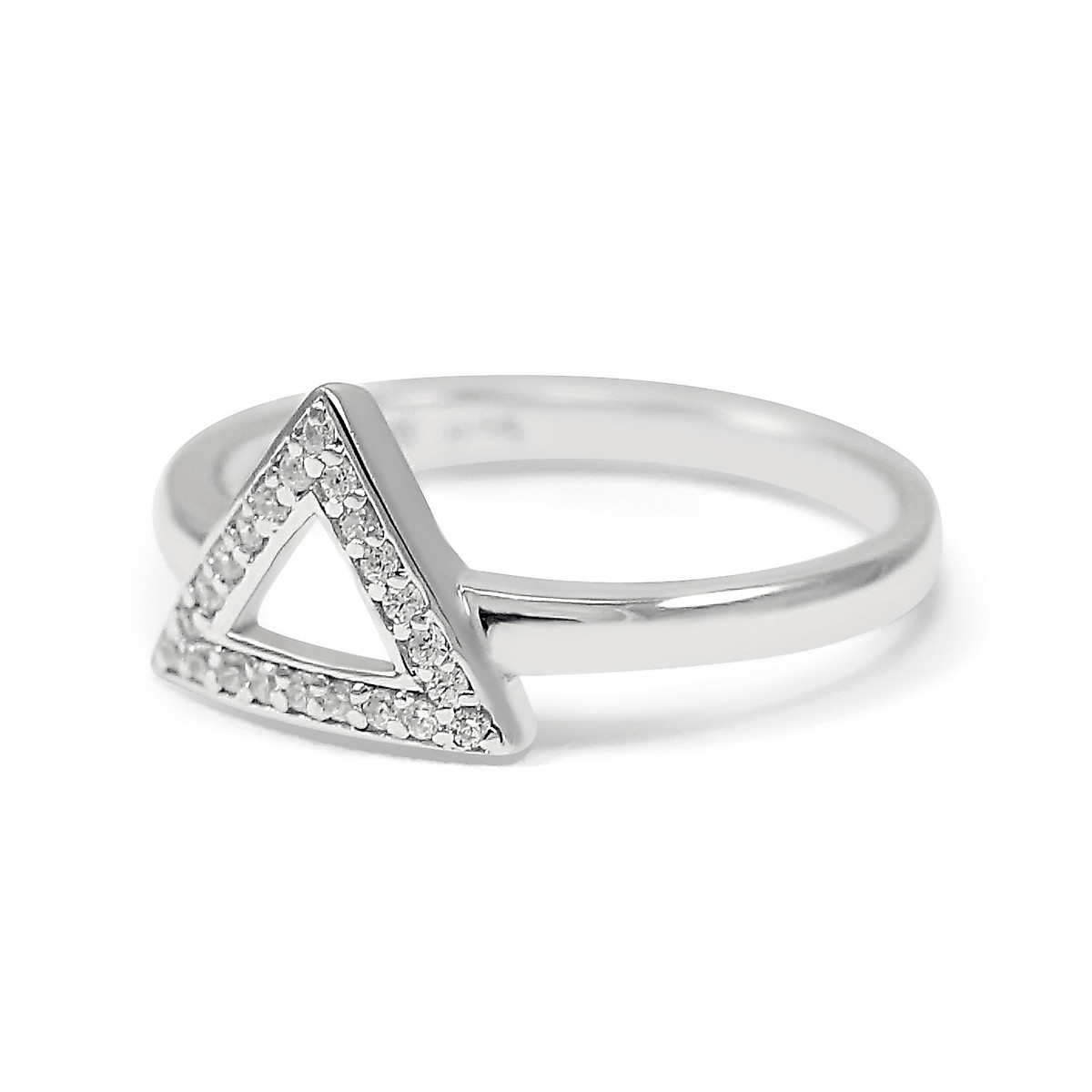 The Collegiate Standard Delta- Geometric inspired Triangle Sterling Silver Ring with CZs (5)