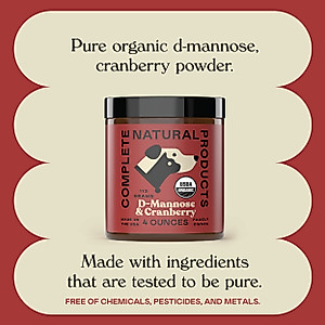 Complete Natural Products Organic D-Mannose & Cranberry Powder for Pets - 4oz - Pure D-Mannose & Cranberry
