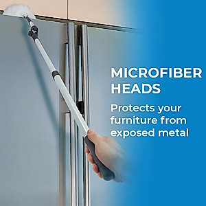 Multi Angle Duster, Bendable Head, Extension Pole 25” – 70”, Brush Cleans High Ceilings, Lights, Windows, Ceiling Fans, Pack of 2 Detachable, Microfiber Heads for Cleaning