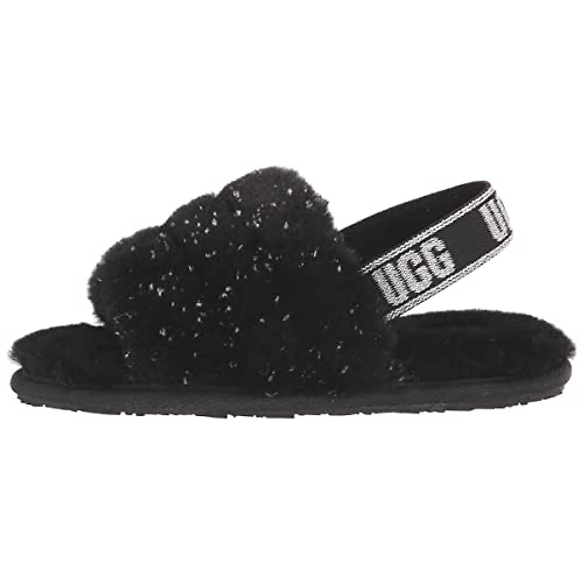 UGG Girls T Fluff Yeah Metallic Sparkle Slipper, Black, 10 Toddler
