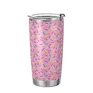 innewgogo Pink Donut Glaze 20 oz Stainless Steel Vacuum Insulated Tumbler for Women Men Reusable Water Bottle with Leak-proof Lid & Straw Thermal Cup for Home Office School Gym Water Iced Tea Coffee