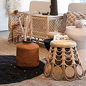 Bloomingville Hand-Woven Seagrass, Orange & Navy Basket