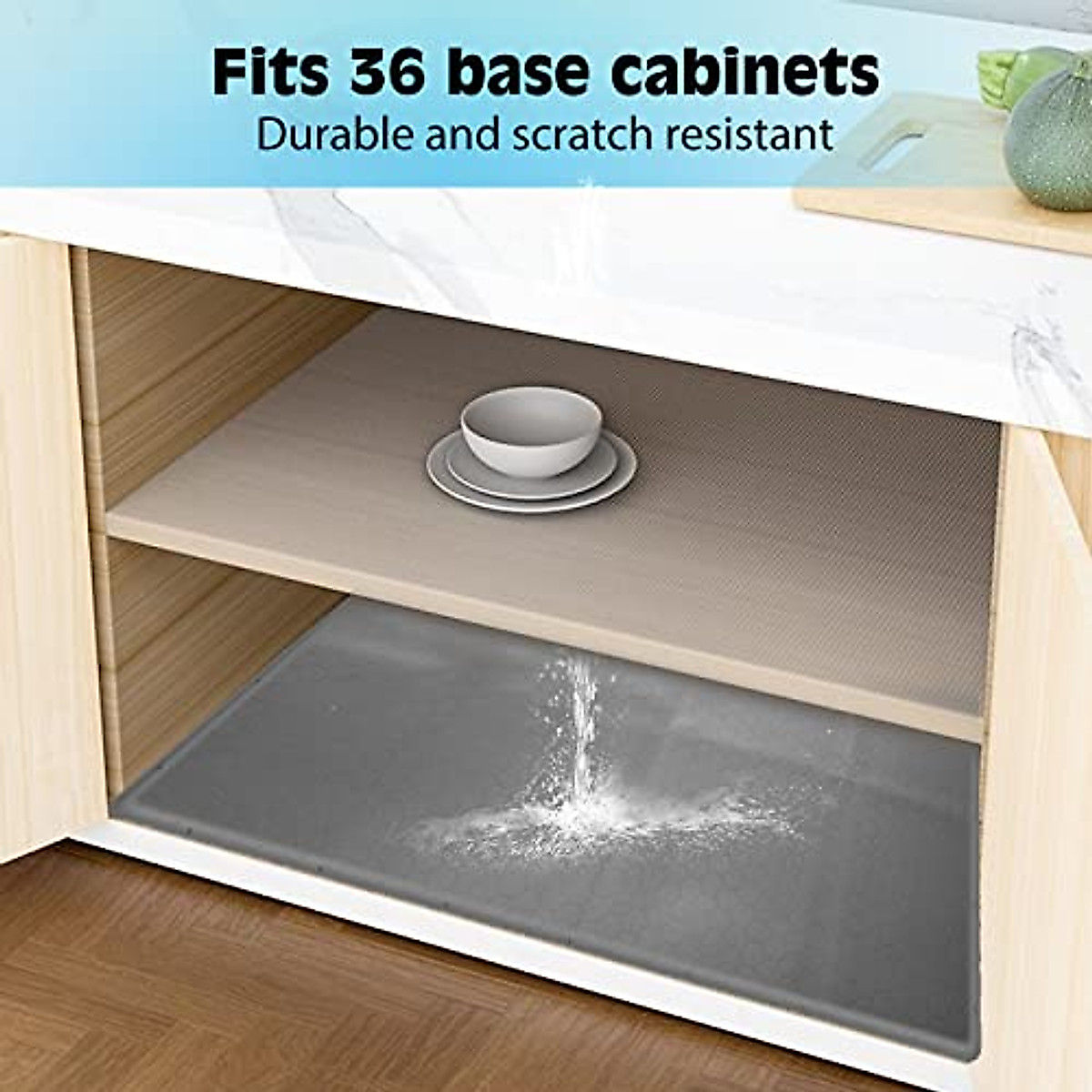 Kitchen Waterproof Under Sink Mat: Silicone Under Sink Liner，Under Sink Liner Drip Tray，34" x 22" Under Sink Kitchen Cabinet Mat，Under Sink Liner Drip Tray，Kitchen Sink Mats
