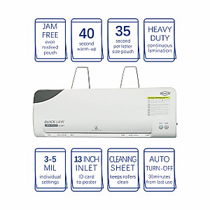 SINCHI 40-Second Warm-up, 3-5 mil, 13-inch Laminator & 3 Mil 200 Pack & 5 Mil 100 Pack Laminating Sheets