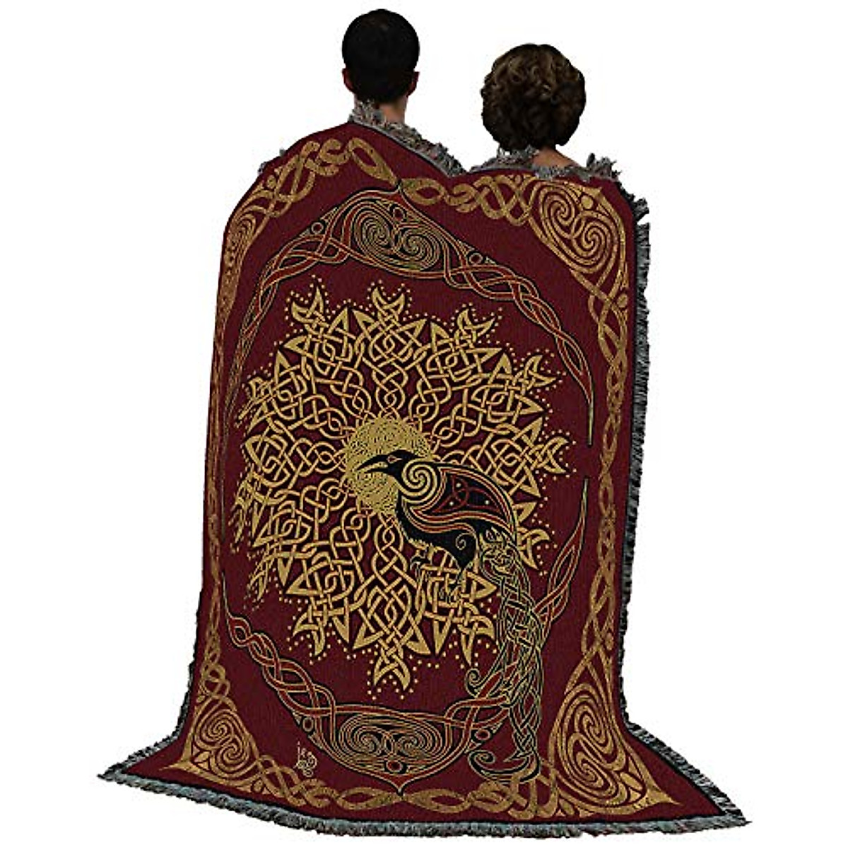 Pure Country Weavers Solstice Ravens Blanket by Jen Delyth - Celtic Gift Tapestry Throw Woven from Cotton - Made in The USA (72x54)