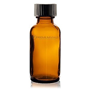 1 Oz (30 ml) Amber Boston Round Glass Bottle w/Cap - Pack of 12