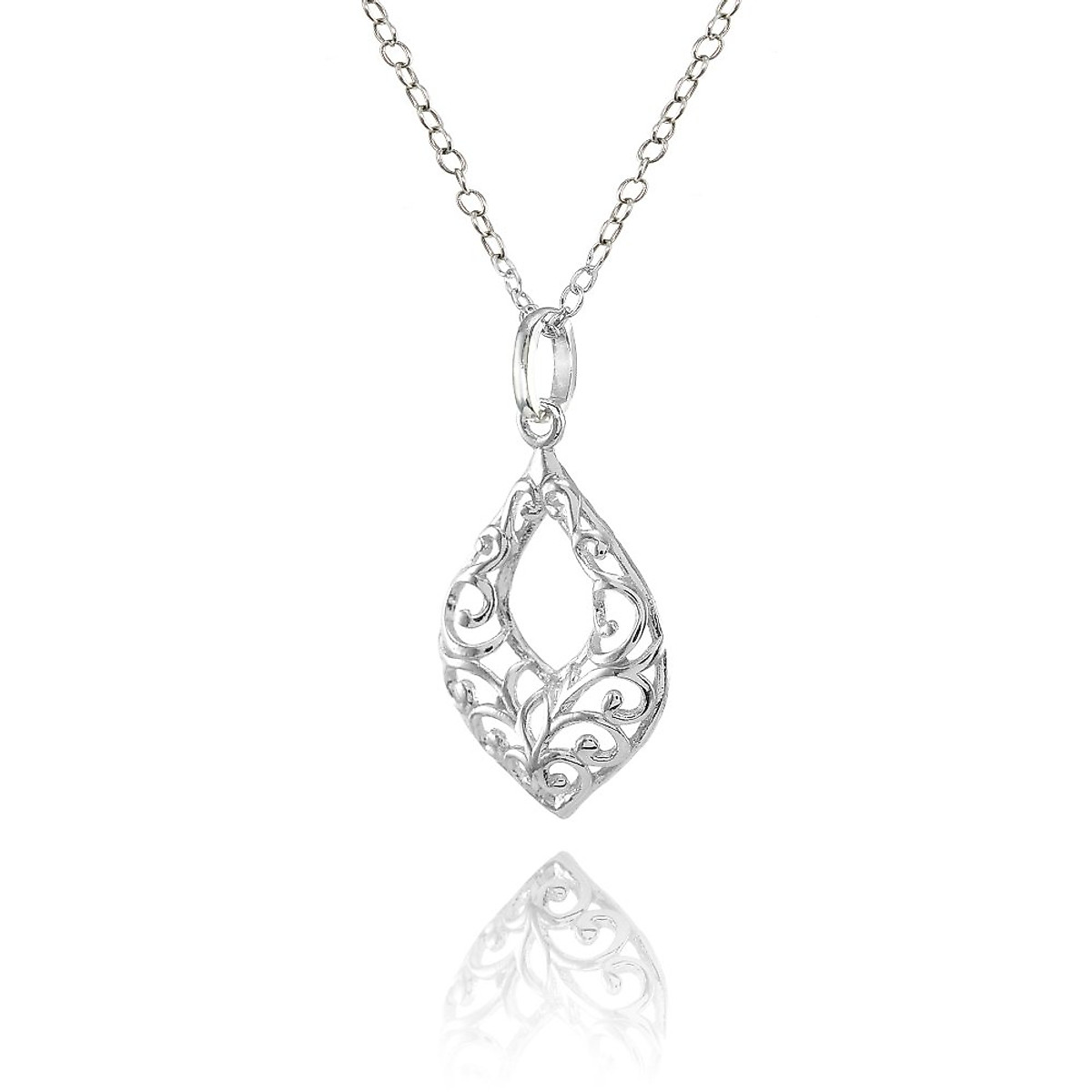 Hoops & Loops Sterling Silver Open Teardrop Filigree Necklace