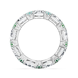 SWAROVSKI Ortyx Cocktail Ring, Green and Clear Crystals with a Rhodium Finish Band, Size 8, Part of the Ortyx Collection