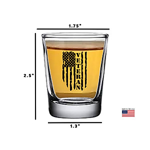 Rogue River Tactical USA Tattered Flag Veteran Shot Glass Gift For Military Untied States Of America Vet