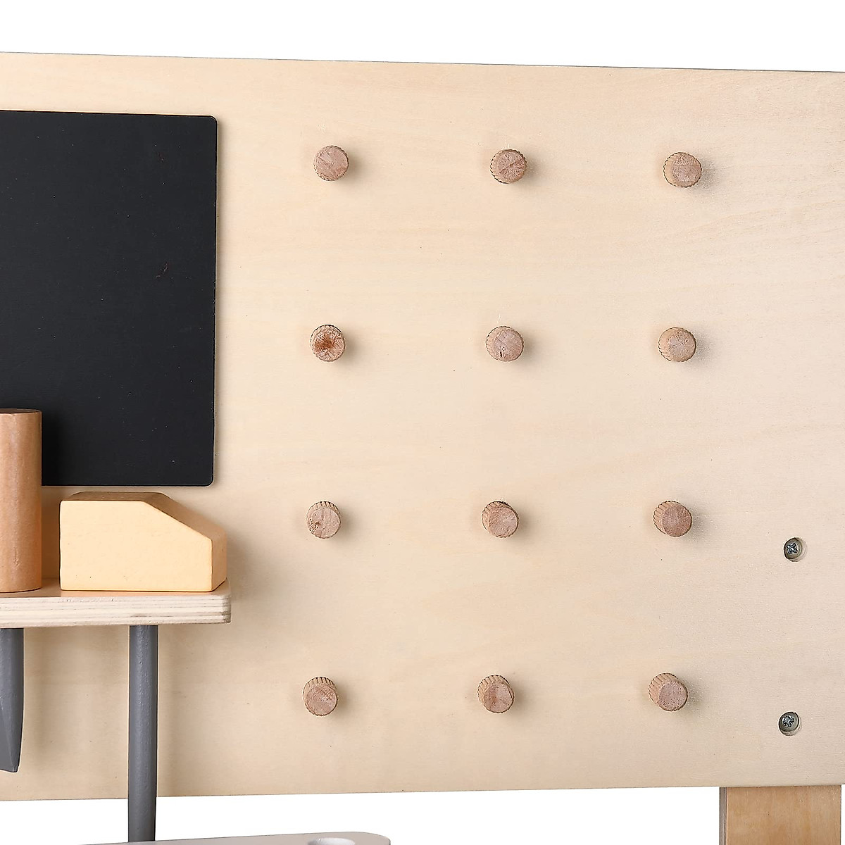 WONKAWOO Wooden Workbench with Blackboard Tool Playset for Kids and Toddlers Construction Bench Set Educational Building Toy Gift for Boys Girls