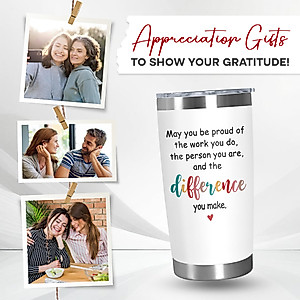OASSIE Appreciation Gifts for Coworkers - 20 oz Stainless Steel Insulated Coffee Tumbler With Lid - Mothers Day Birthday Inspirational Thank You Gifts for Women Boss Lady Friends Employee Teachers