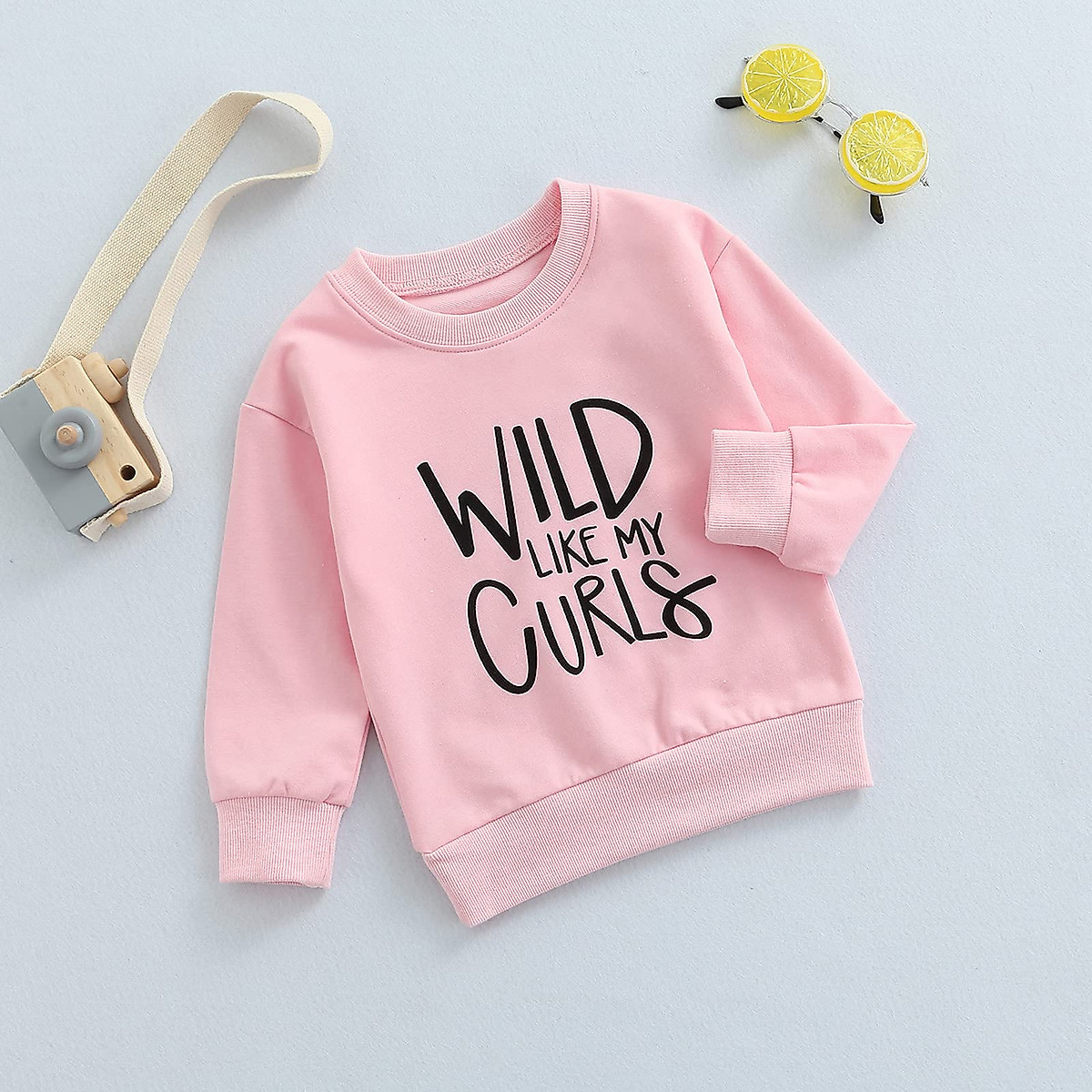 MERSARIPHY Toddler Baby Girls Tops WILD LIKE MY CURLS Sweatshirt Sweater Long Sleeve Shirt Girl Fall Winter Clothes (Pink, 3-4 T)