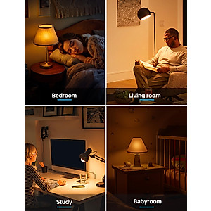 KINDEEP Sleep Light Bulb, 0.5W Amber Light Bulbs, 20lm 2000K, 2 Modes Bulb, 9W Equivalent 60W, 800lm, 2700K, E26 Blue Light Blocking Dim Lightbulbs for Lamp, Bderoom, Mood Soothing, Nursery, 4 Pack