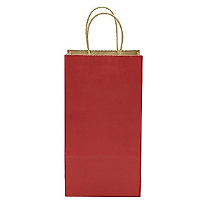 Creative Hobbies® Small Paper Gift Handle Bags, 5.25" x 3" x 8.5" Size, Deep Red, 24 Piece Pack