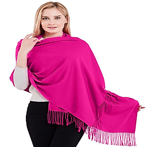 CJ Apparel Hot Pink 100% Cashmere Shawl Pashmina Scarf Wrap Stole Hand Made in Nepal NEW