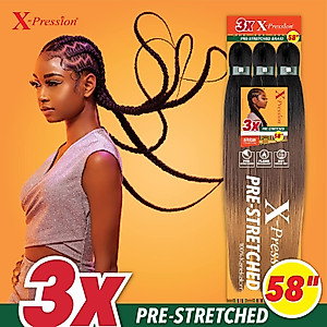 Sensationnal Braids XPRESSION 3X Pre-Stretched Braid 58 inches (5-pack, 1B)