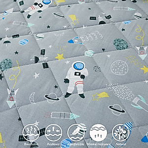 Brandream Kids Space Bedding Set Boy Girl 100% Cotton Space Rocket Galaxy Comforter Set 3-Piece Twin Size