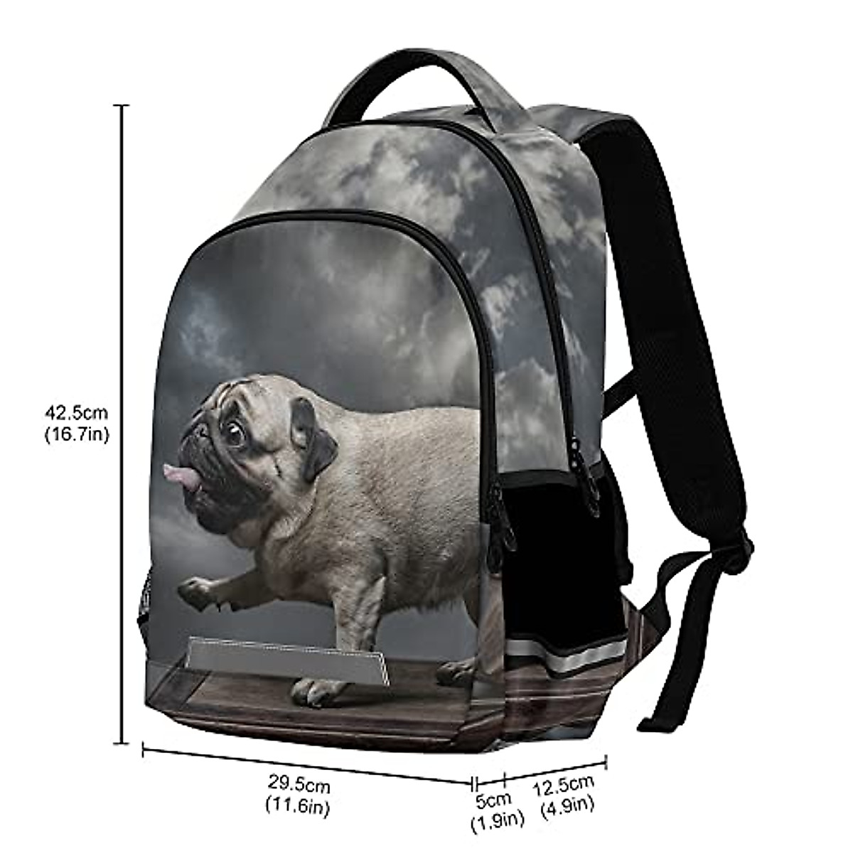 ALAZA Pug Dog Print Yoga Puppy Animal Backpack Purse for Women Men Personalized Laptop Notebook Tablet School Bag Stylish Casual Daypack, 13 14 15.6 inch