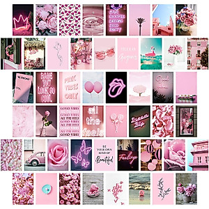 Pink Wall Collage Kit Aesthetic Pictures, Bedroom Decor for Teen Girls, Wall Collage Kit, Collage Kit for Wall Aesthetic, VSCO Girls Bedroom Decor, Aesthetic Posters, Wall Collage, Collage Kit
