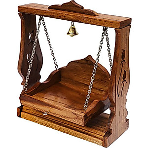 will and weaves Wooden krishna Swing/Jhula handmade ladoo gopal jhula or krishna swing janamashtmi jhula brown color, ‎20 x 10 x 23 cm approx