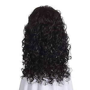 QACCF Long Curly Fluffy Wavy Halloween Costume Cosplay Wig (Black)