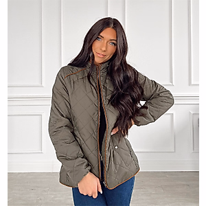 Anienaya Women's Lightweight Quilted Jacket Stand Collar Zip Warm Winter Coat Outwear w 2 Pockets