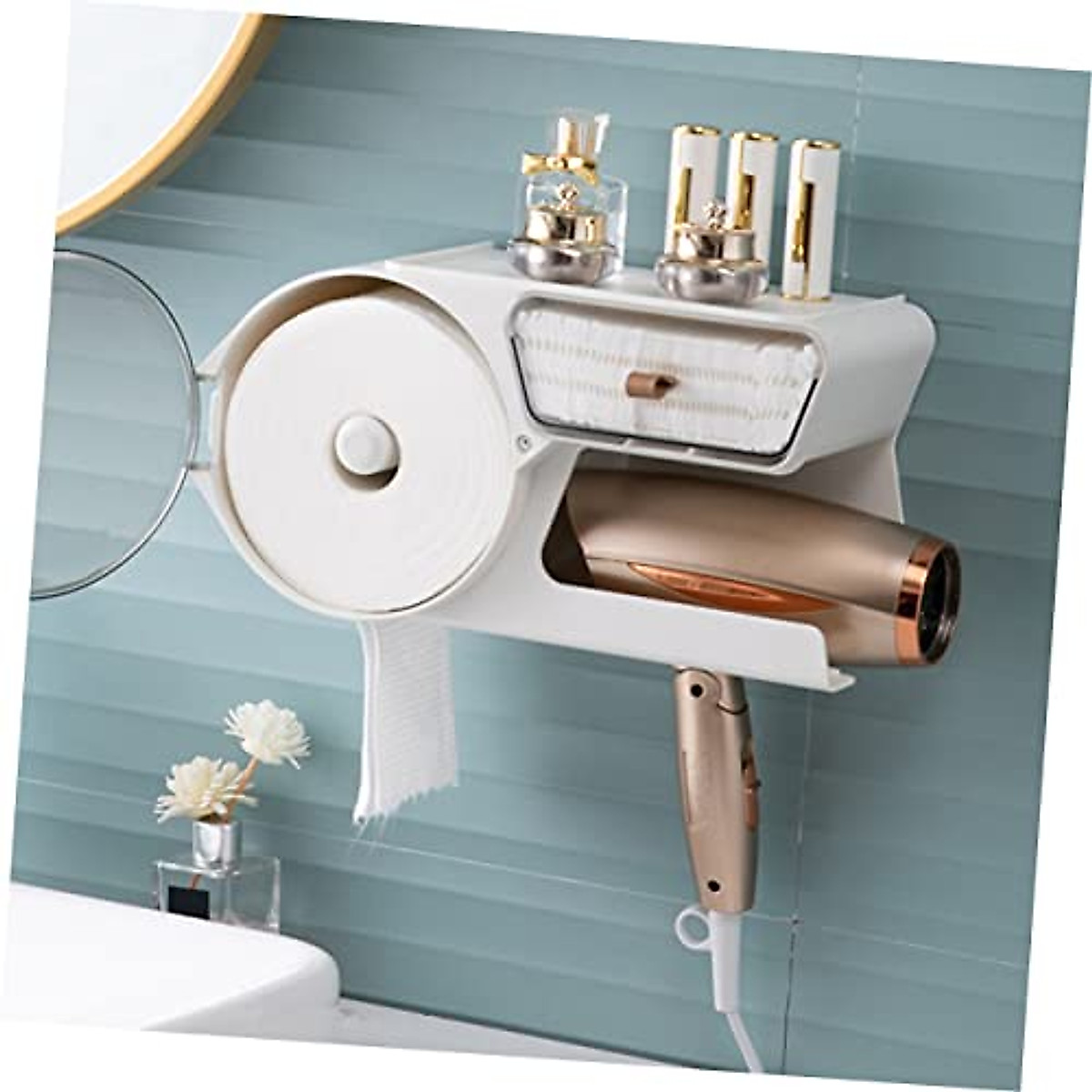 SWOOMEY Paper roll White Toilet Paper Holder Wall Mount Toilet Paper Holder Paper Towel Dispenser Tissue Storage Shelf Wall Toilet Paper Towels Holder Toilet Paper Case No Punching Napkin