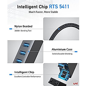 USB C to USB Hub Long Cable 4 FT, uni Slim Type-C to USB 3.0 Splitter [Thunderbolt 3/4 Compatible] for MacBook Pro/Air M1, Dell XPS, Surface Laptop 4 | HDD, MIDI Devices, Webcam and More