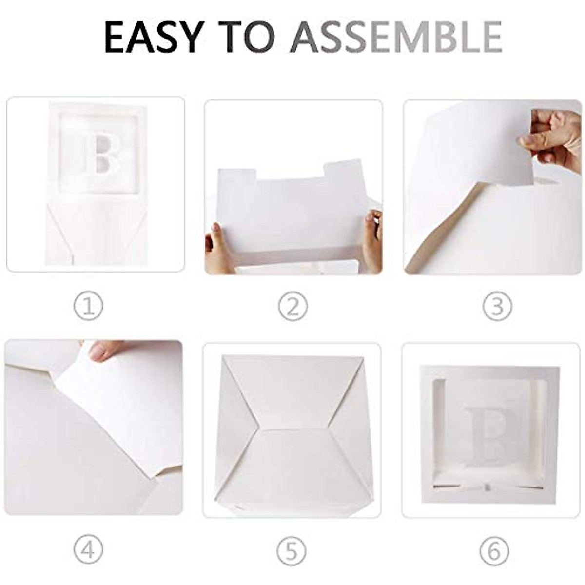 Baby Shower Balloon Boxes Decorations - Baby Boxes with 27 Letters,4pcs Transparent Baby Blocks for Gender Reveal,Wedding，Grad Decorations,Boy Girl Birthday Party Decorations, DIY Name Combination