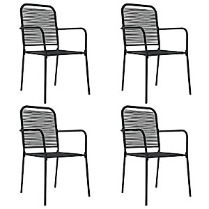 WHOPBXGAD 5 Piece Patio Dining Set Lawn Furniture,Patio Furniture Sets,Patio furnitureSui for patios, Gardens, lawns, Balconies, Poolside,Black Cotton Rope and Steel