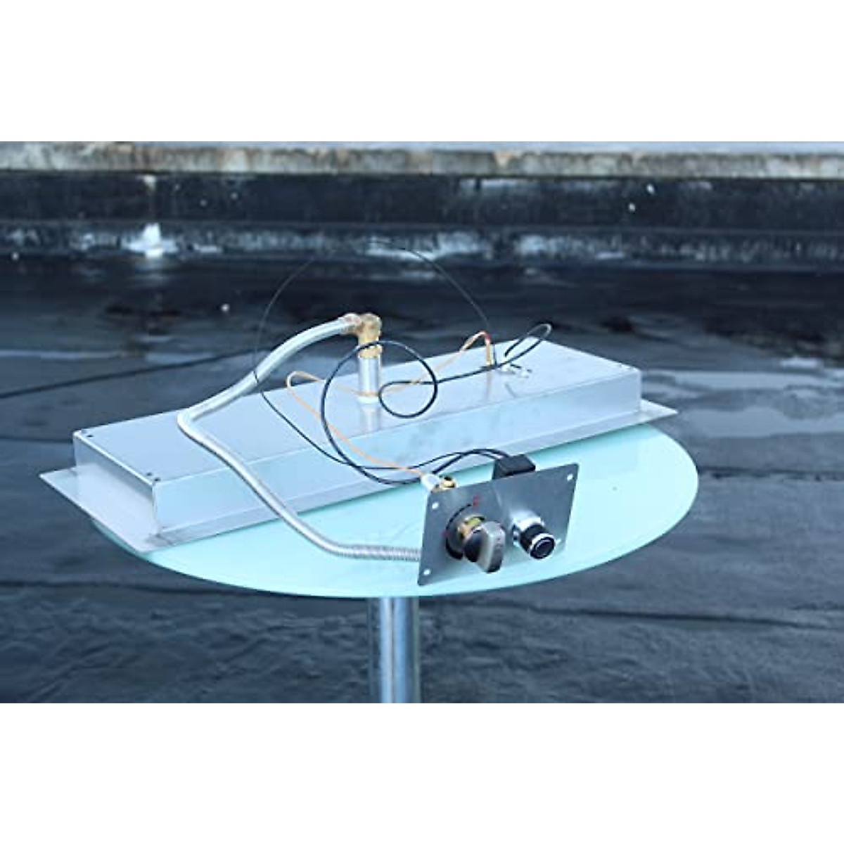 MENSI 24 by 8 Inch Stainless Steel Rectangle Drop in Rectangle Propane Natural Fire Pit Burner Sytem Kit DIY Fire Table Accessories