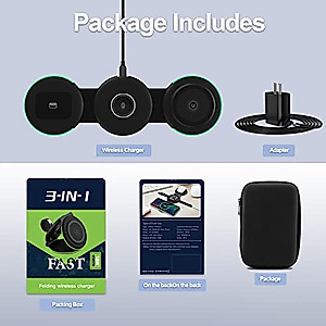 3 in 1 Wireless Charging Station,Apple Magnetic Foldable Fast Charger Pad for Magsafe iPhone14/Pro/Max/Plus/13/12/11/Pro/XS/XR/8,Watch Series 4/5/6/7/8,AirPods 3/2/Pro(Adapter Included)