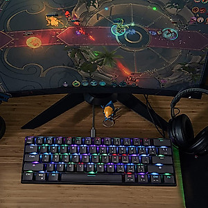 dsfen CK61 RGB Mechanical Gaming Keyboard OUTMU Blue Switches Keyboard 61 Keys Anti-ghosting with Backlight for Gaming Black