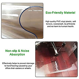 Clear PVC Desk Chair Mat 2mm PVC Clear PVC Floor Protector Mat, Chair Mats with Non-Slip for Hard Floors Transparent PVC Mats Rectangle Floor Protector Mat Waterproof,60/70/80/90/100/110/120/130/140/