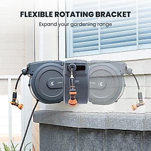 Giraffe Tools PRO Hose Reel 1/2" x 78 ft with Metal Bracket, Heavy Duty, Any Length Lock Garden Hose Reel for Patio, 78 ft, Dark Grey