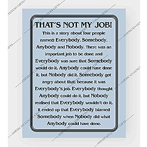 "That's Not My Job"-Motivational Wall Art Sign-8 x 10" Humorous Typographic Poster Print-Ready to Frame. Ideal Home-Office-School-Décor. Great Sarcastic Desk & Cubicle Sign. Perfect for Teachers!