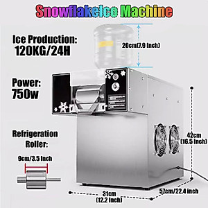 XURUIUS Small Commercial Snowflake Ice Machine, Korean Smoothie Machine, 360W Snowflake Ice Machine, Ice Crusher, Shaved Ice Machine (60KG)