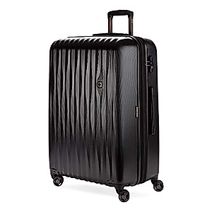 SwissGear 7272 Energie Expandable Hard-Sided Luggage With Spinner Wheels & TSA Lock, Black, 27”