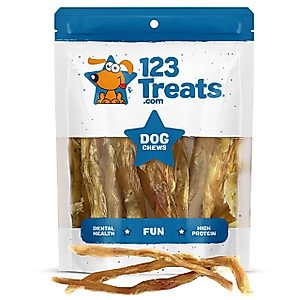 123 Treats | Beef Tendon Chews for Dogs | Snacks Made from Tendons | 7-9 inches - Stick for Dogs (8oz Bag)