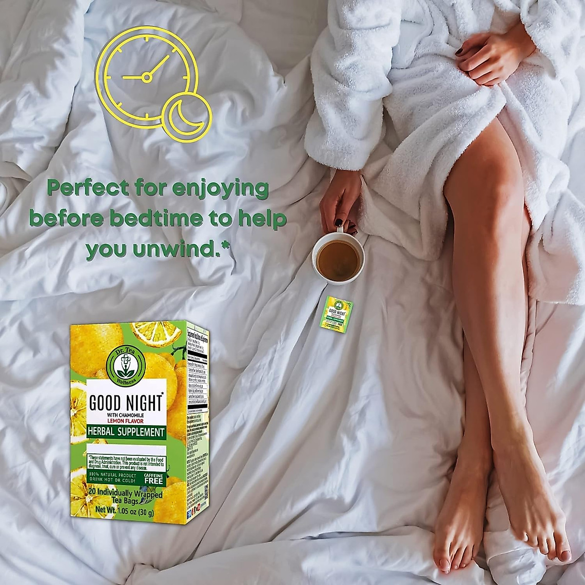 Dr. Tea Good Night Tea with Chamomile - Lemon Flavor - 20 Tea Bags