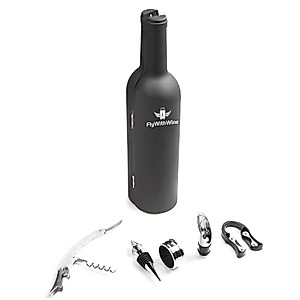 Bundle - 2 items: Gabriel-Glas - Set of 6 - Austrian Crystal Wine Glass -"StandArt" Edition, FlyWithWine 5-Piece Wine Bottle Opener Set