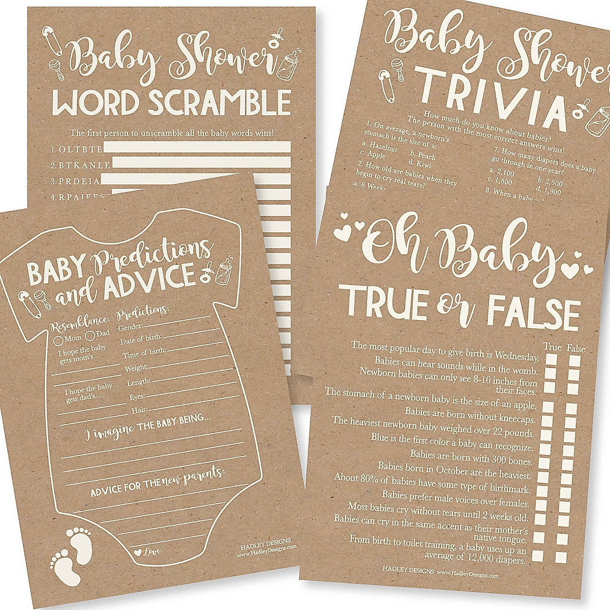 50 Rustic Baby Prediction And Advice Cards, Trivia Games, etc, 25 Baby Animal Matching, Nursery Rhyme Game - 6 Double Sided Cards Baby Shower Games Funny, Baby Shower Ideas Baby Sprinkle Games